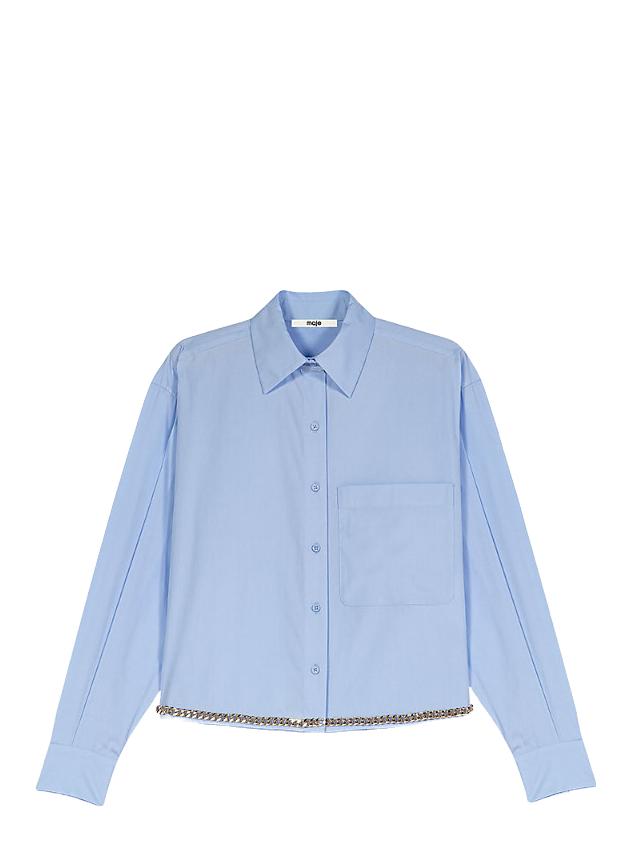 MAJE chain-embellished boxy-fit cotton shirt 12